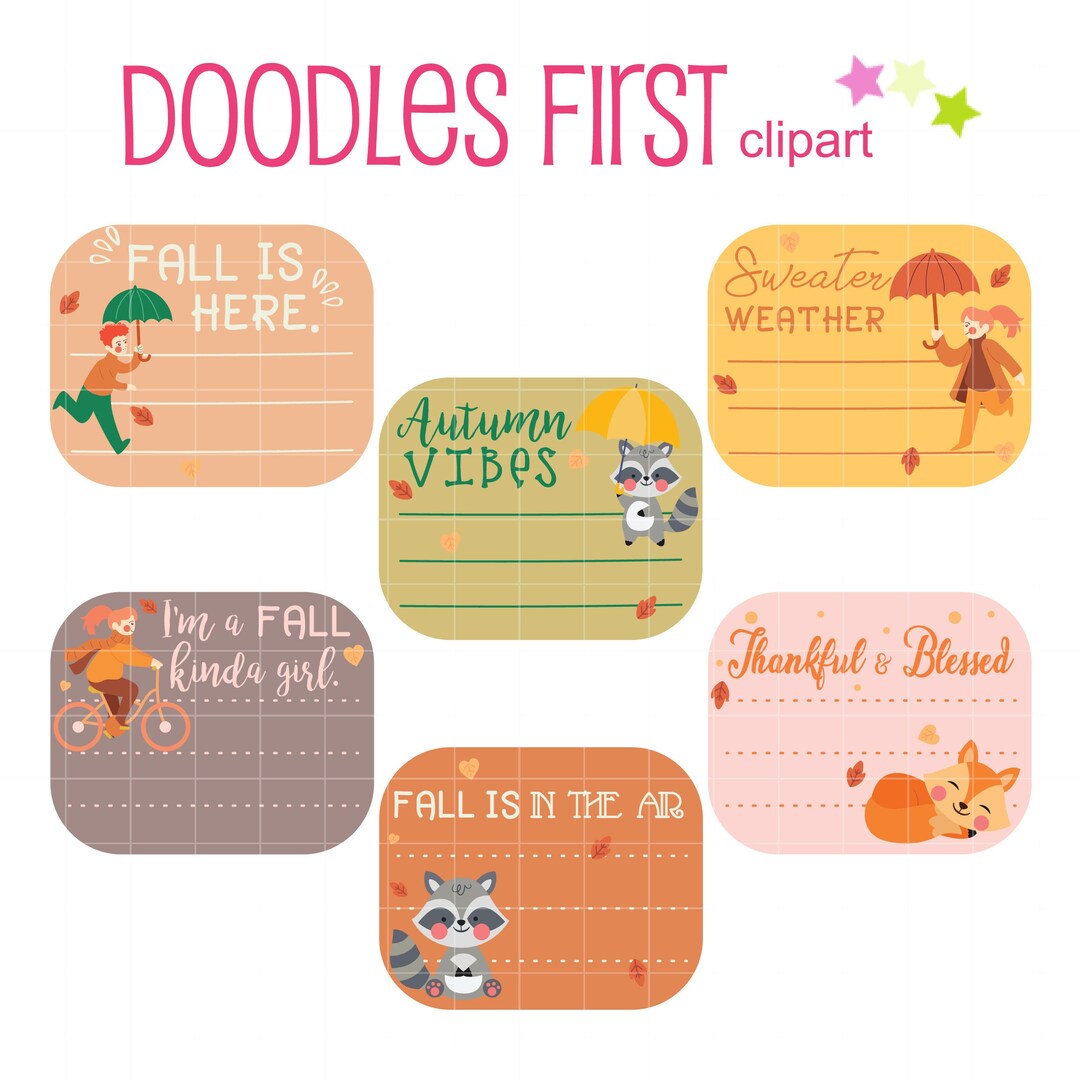 Fall Notes Digital Clip Art for Scrapbooking Card Making Cupcake ...