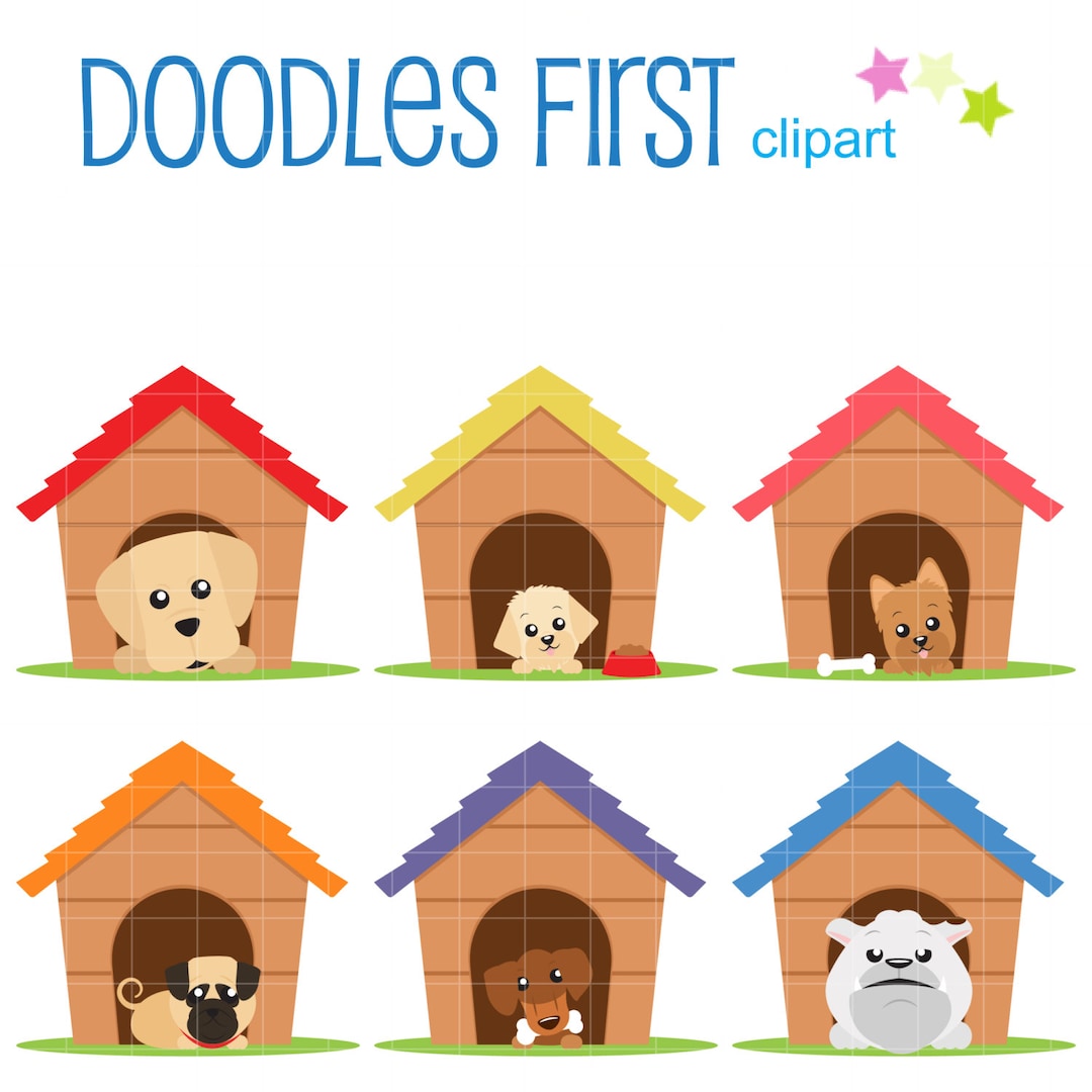 Dog Houses Digital Clip Art for Scrapbooking Card Making Cupcake ...