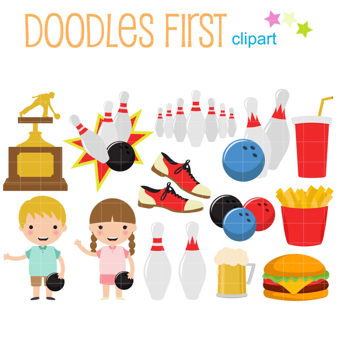 Bowling Fun Digital Clipart for Scrapbooking, Journaling, Cricut Cut ...