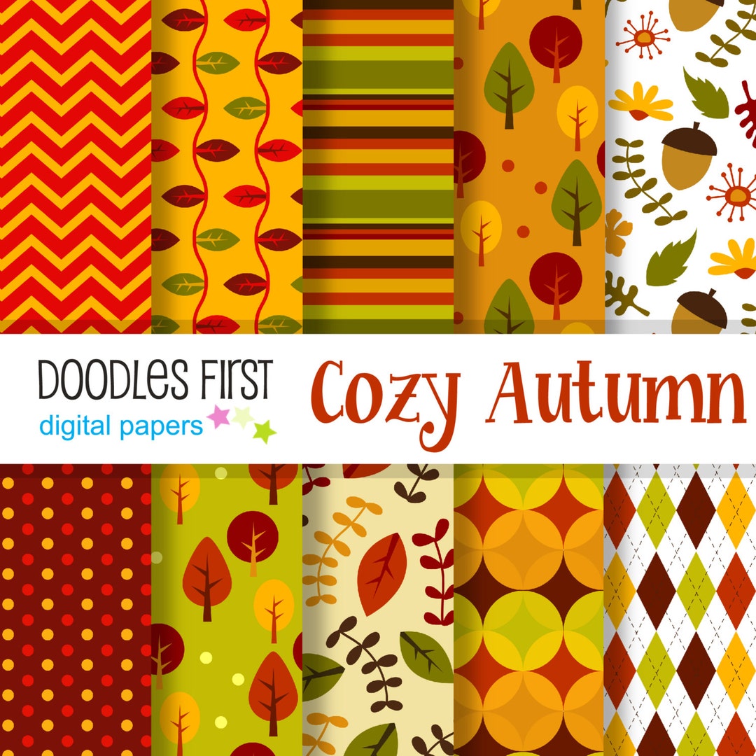 Cozy Autumn Digital Paper Pack Includes 10 for Scrapbooking Paper ...