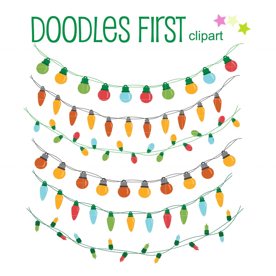 Christmas Lights Digital Clip Art for Scrapbooking Card Making Cupcake ...