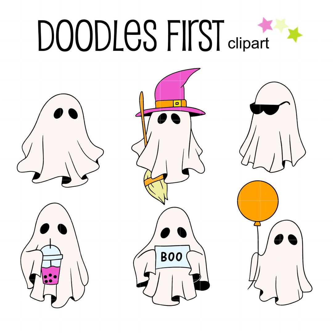 Cute Ghost Set Clip Art for Scrapbooking Card Making Cupcake Toppers ...