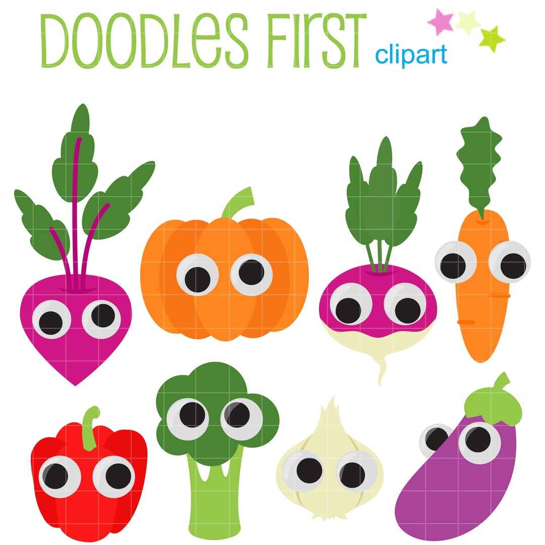 Veggies With Googly Eyes Clip Art for Scrapbooking Card Making Cupcake ...