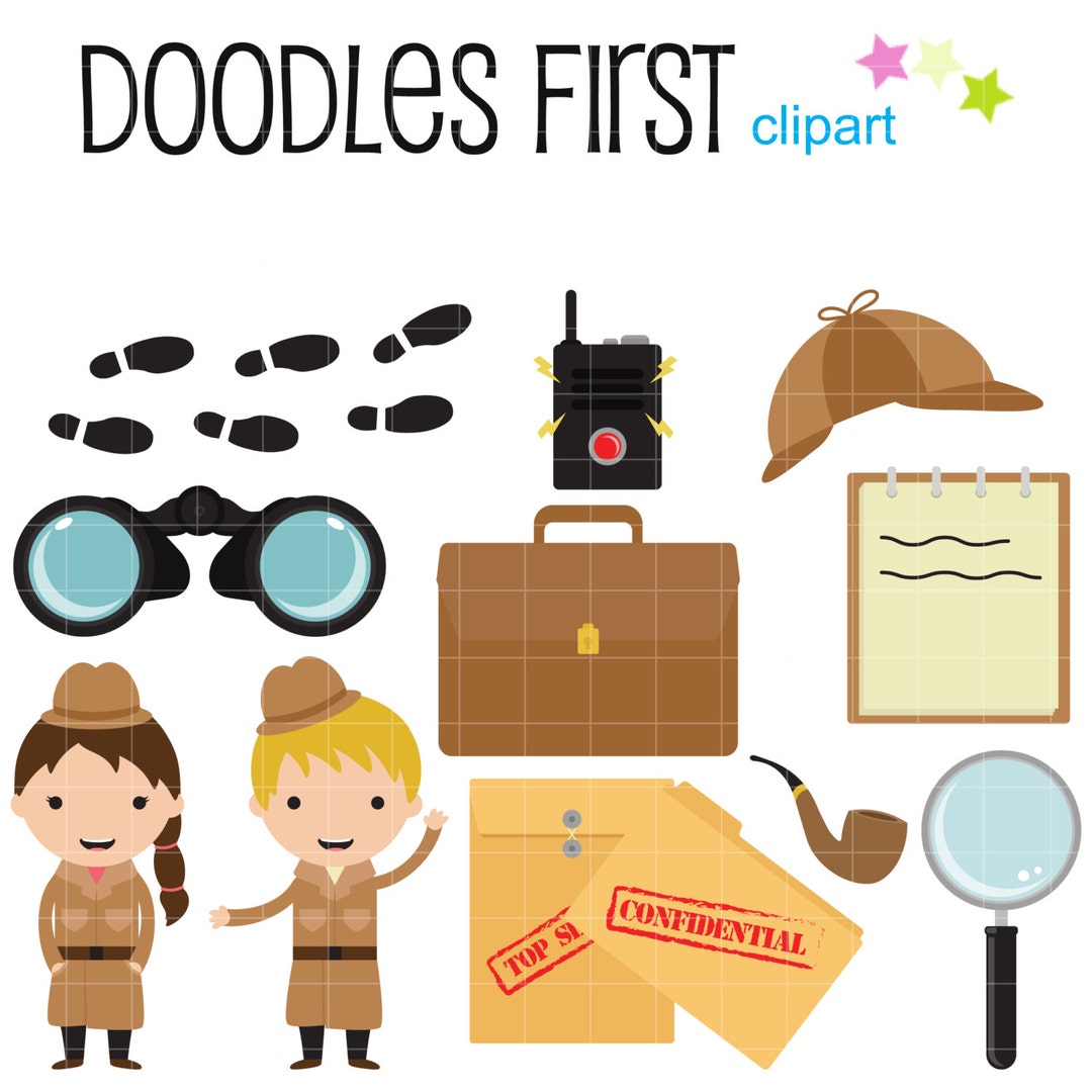 Cute Detectives Digital Clipart for Scrapbooking, Journaling, Cricut ...
