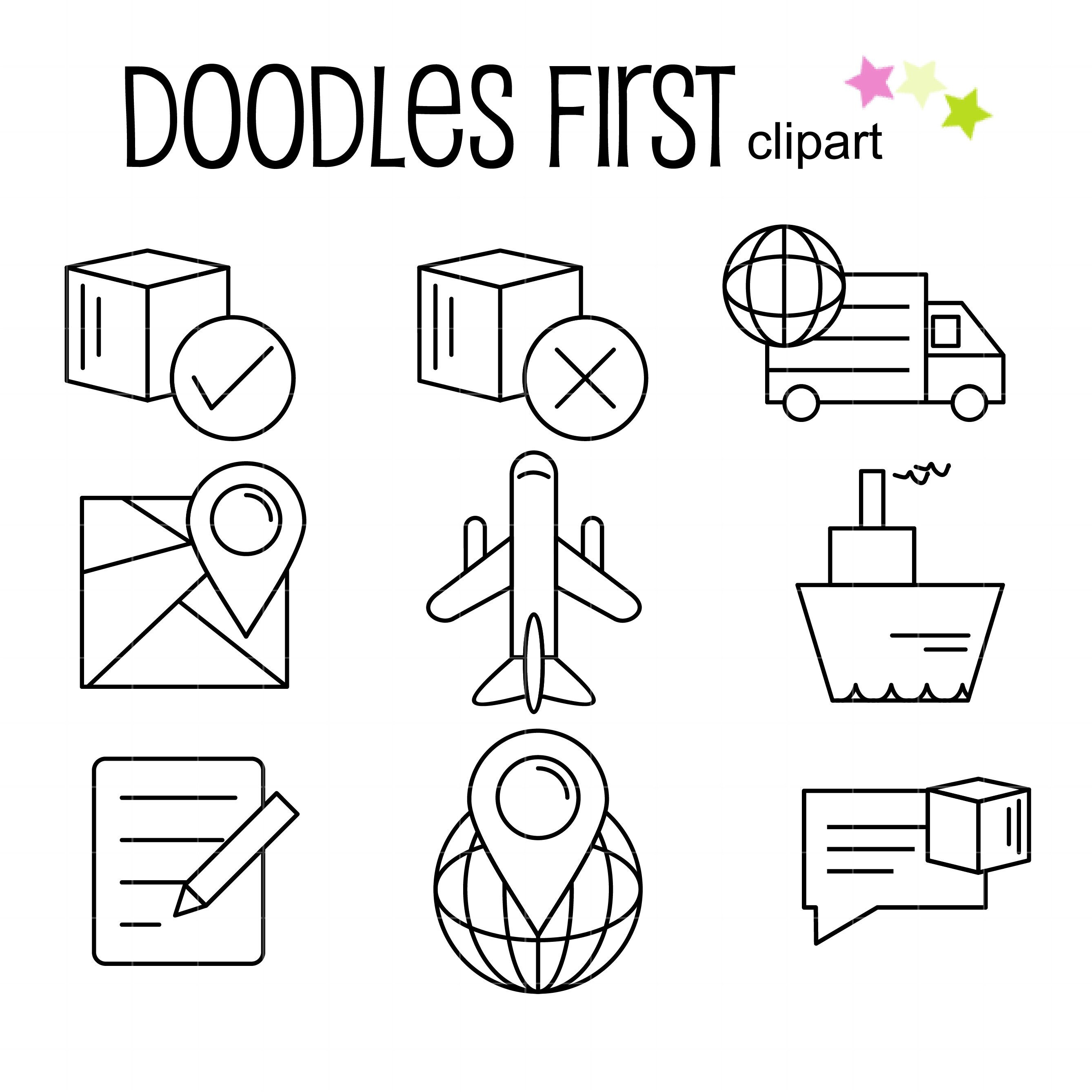 Delivery Orders Outline Drawings Digital Clip Art for | Etsy