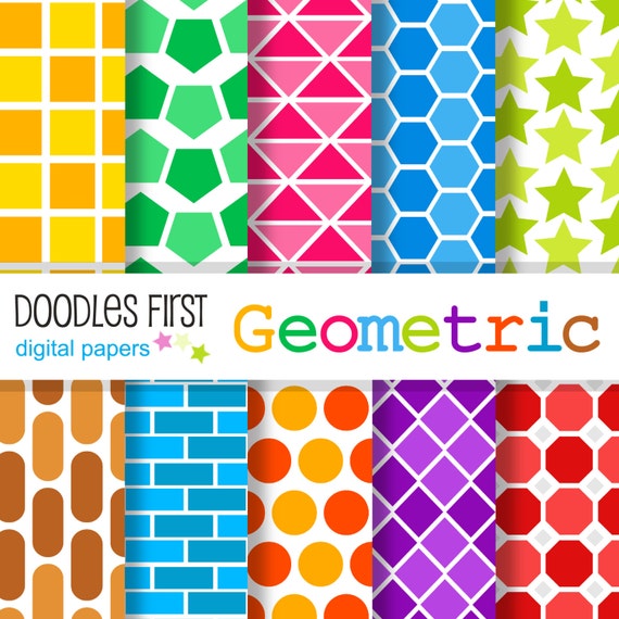 Geometric Digital Paper Pack Includes 10 for Scrapbooking | Etsy