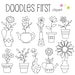 Doodle Potted Flowers Digital Clip Art for Scrapbooking Card Making ...