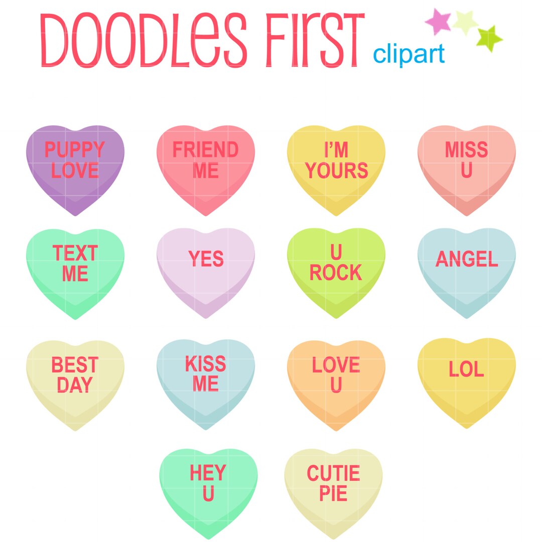 Conversation Hearts Clip Art for Scrapbooking, Card Making, Sublimation ...