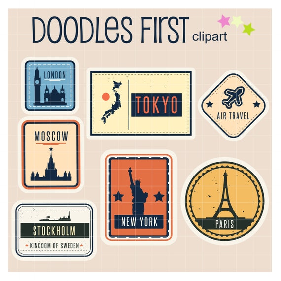 Travel Stamp Digital Clip Art for Scrapbooking Card Making | Etsy