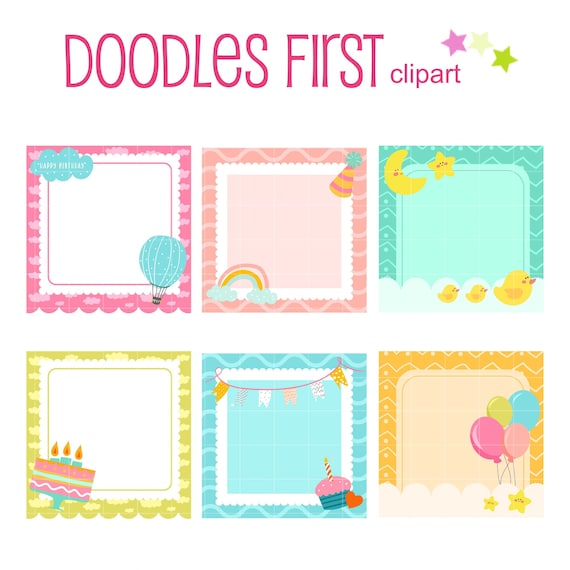 Birthday Sticky Notes Digital Clip Art for Scrapbooking Card - Etsy