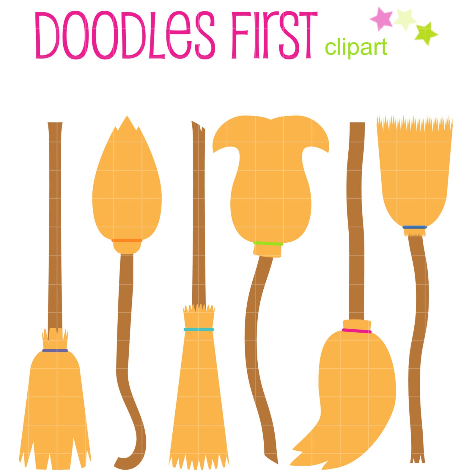 Broom Sticks Digital Clip Art for Scrapbooking Card Making | Etsy