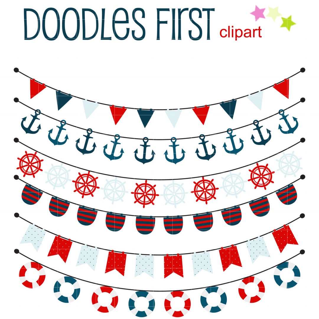Nautical Buntings Digital Clip Art for Scrapbooking, Cricut Cut Files ...