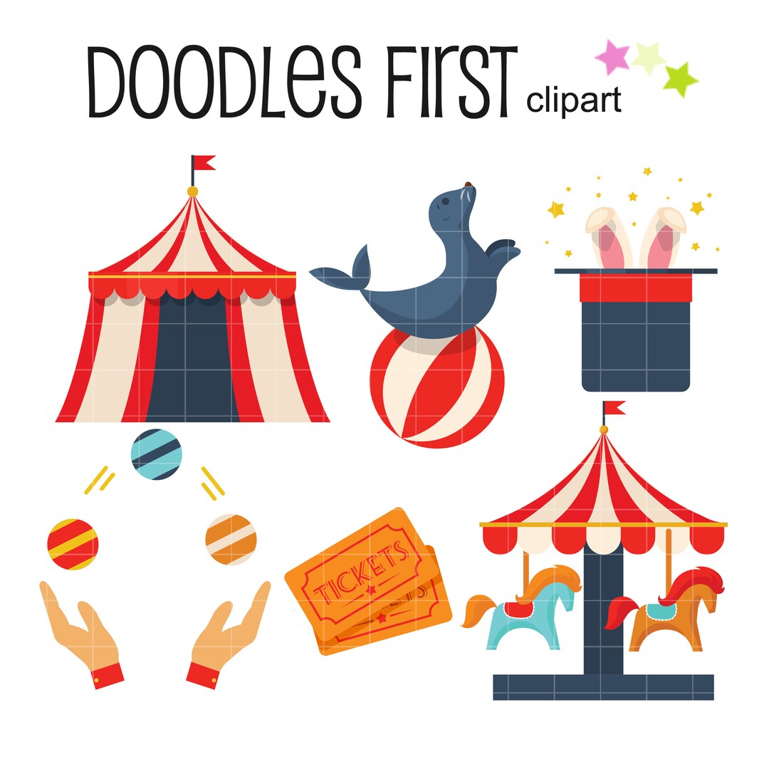Circus Elements Digital Clip Art for Scrapbooking Card Making Cupcake ...