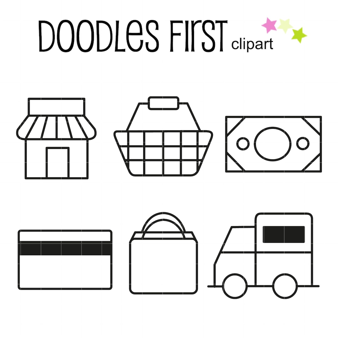 Grocery Outline Icon Digital Clip Art for Scrapbooking Card Making ...
