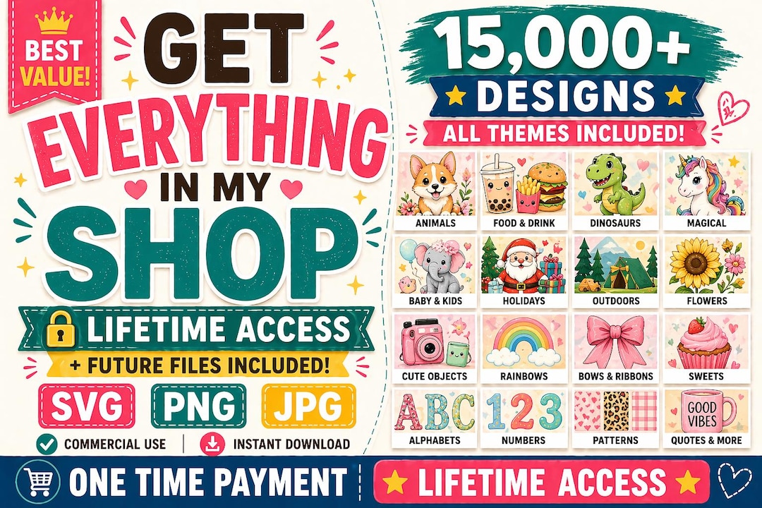 Full Shop Clipart Bundle SVG PNG JPG, Get Everything in My Shop ...