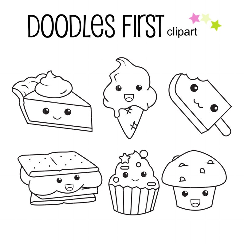 Cute Outline Desserts Digital Clip Art for Scrapbooking Card - Etsy