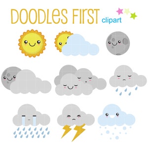 Kawaii Weather Digital Clip Art for Scrapbooking Card Making Cupcake ...