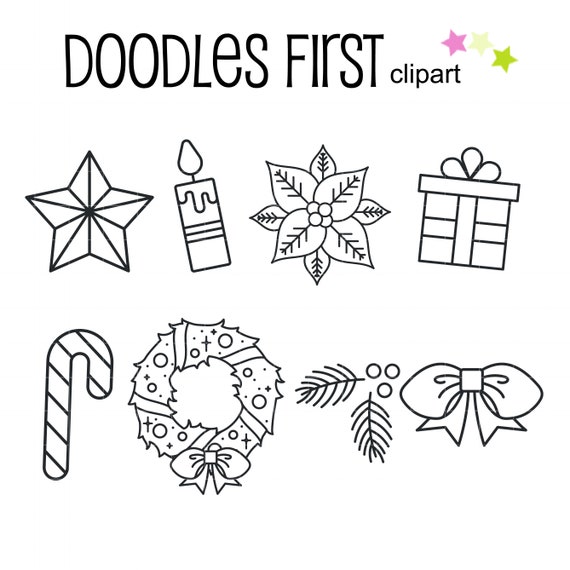 Christmas Outline Sketch Digital Clip Art for Scrapbooking | Etsy