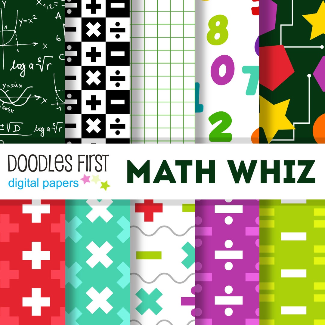 Math Whiz Digital Paper Pack Includes 10 for Scrapbooking Paper Crafts ...
