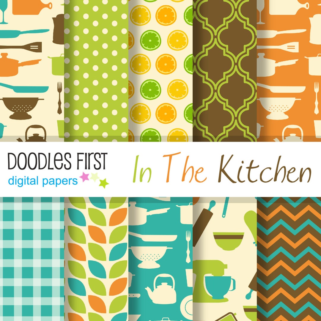 In the Kitchen Digital Paper Pack Includes 10 for Scrapbooking Paper ...