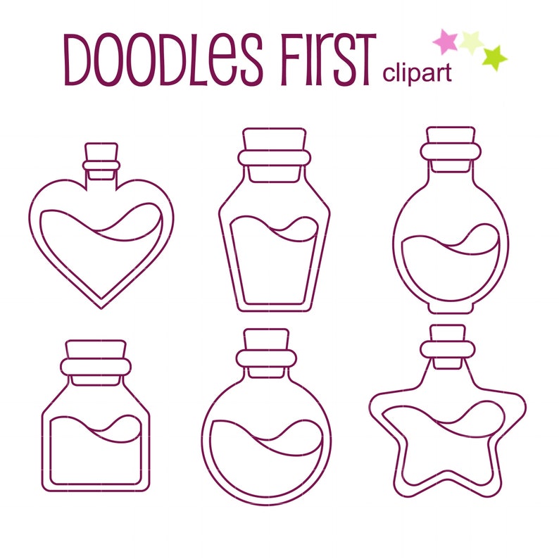 Potion Bottle Outline Digital Clip Art for Scrapbooking Card - Etsy