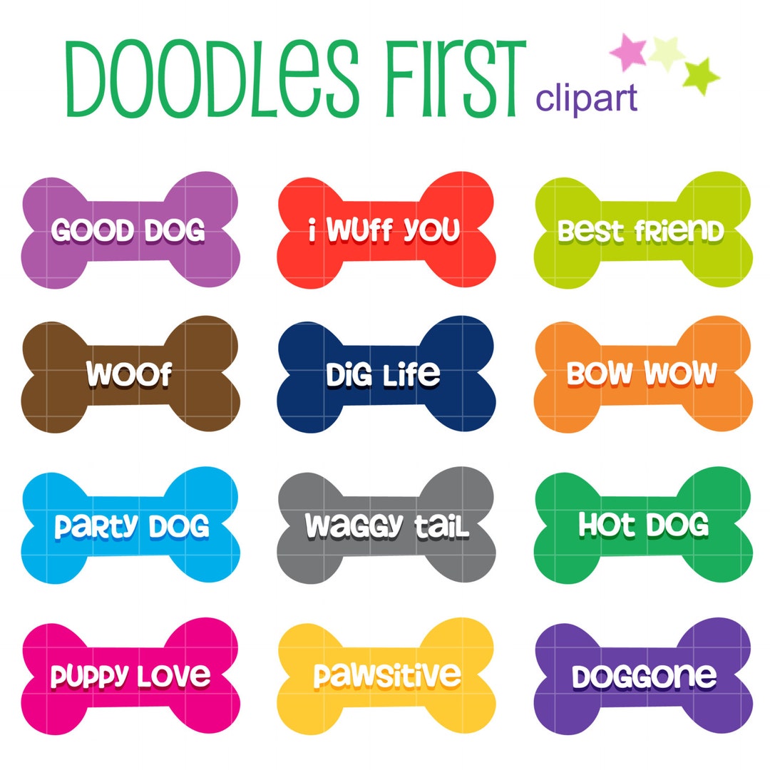 Dog Bone Labels Digital Clip Art for Scrapbooking Card Making Cupcake ...