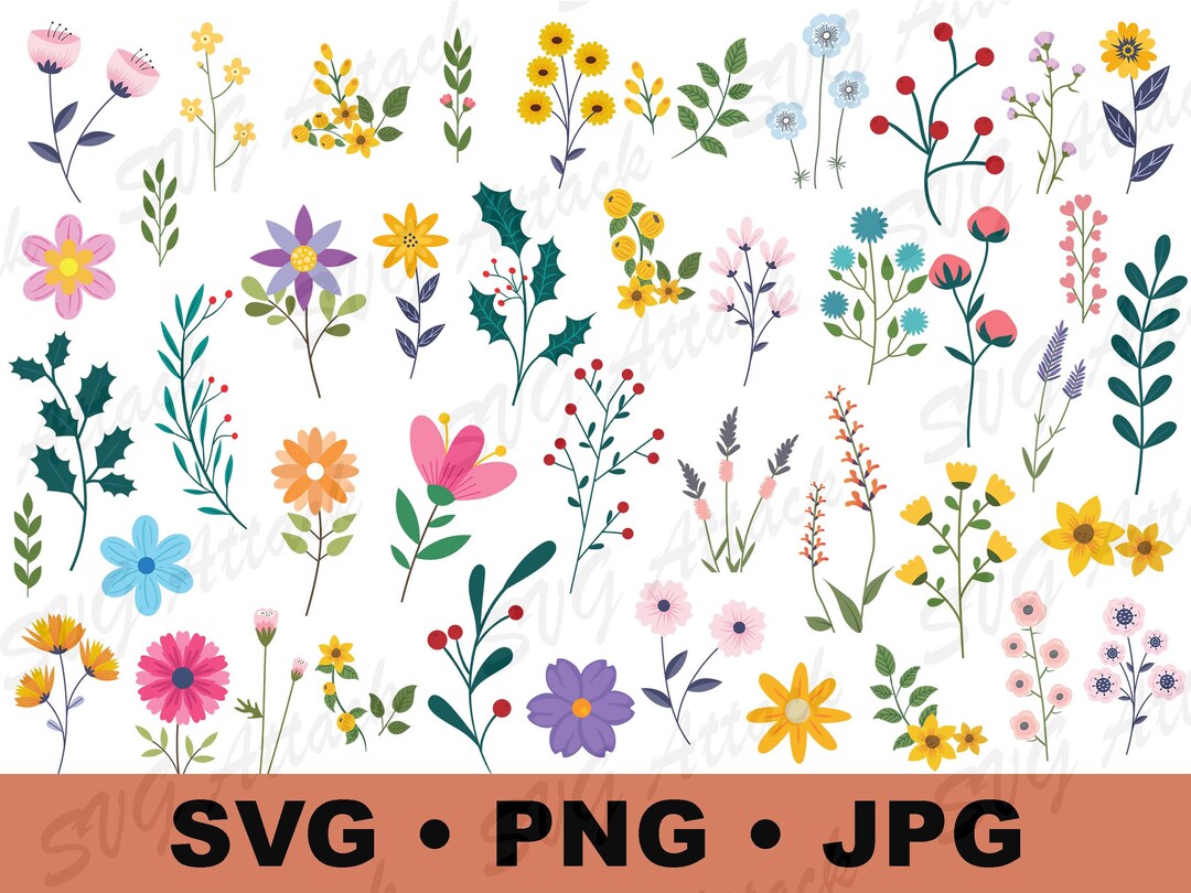 Simple Flowers SVG Design Bundle | Floral SVG for Cutting Machine and ...