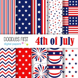 4th of July Independence Day Digital Paper Pack Includes 10 for ...