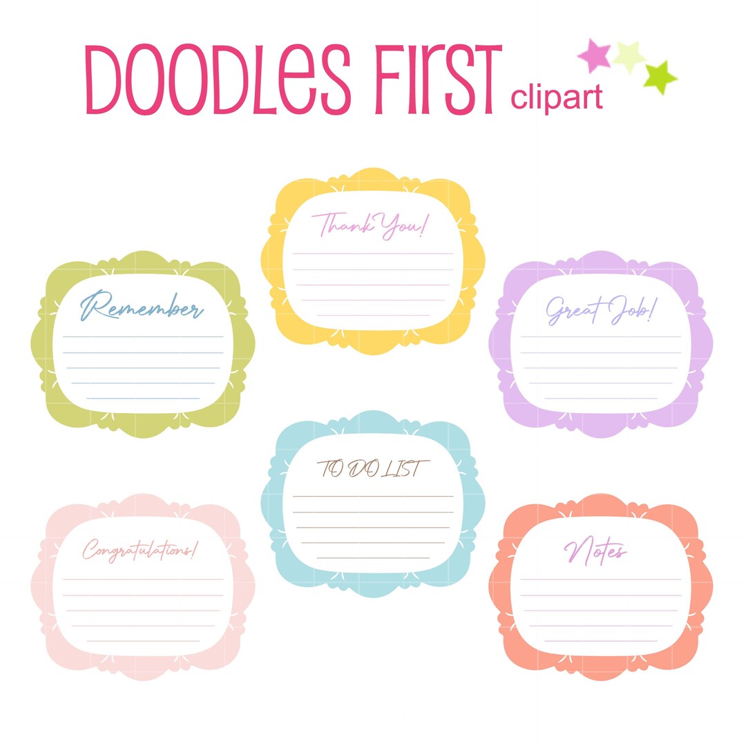 Planner Notes Set Clip Art for Scrapbooking Card Making Cupcake Toppers ...