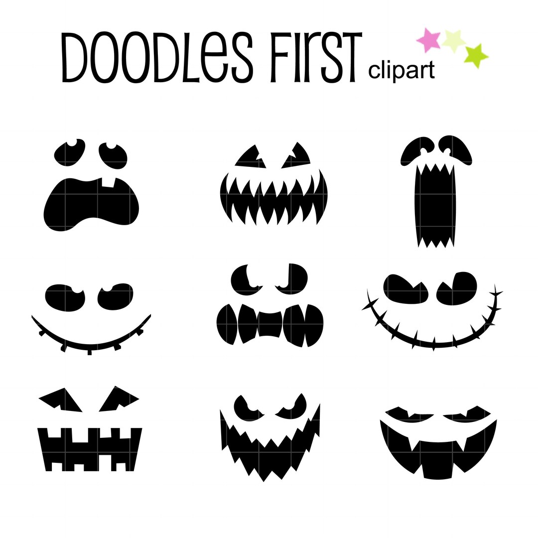 Scary Faces Clip Art for Scrapbooking Card Making Cupcake Toppers Paper ...