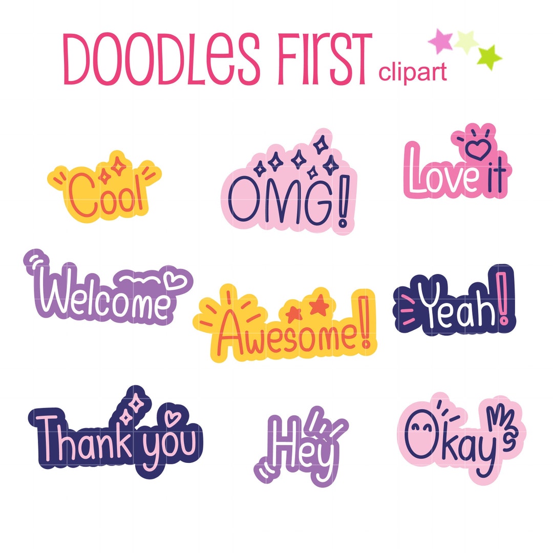 Words Expression Cute Set Clip Art for Scrapbooking Card Making Cupcake ...