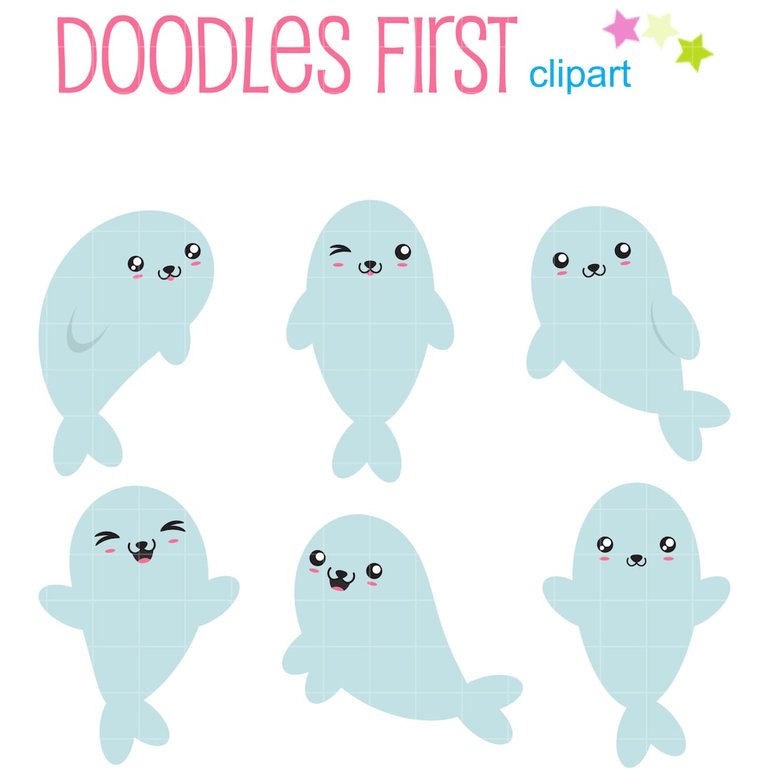 Cute Baby Seals Digital Clip Art for Scrapbooking Card Making Cupcake ...
