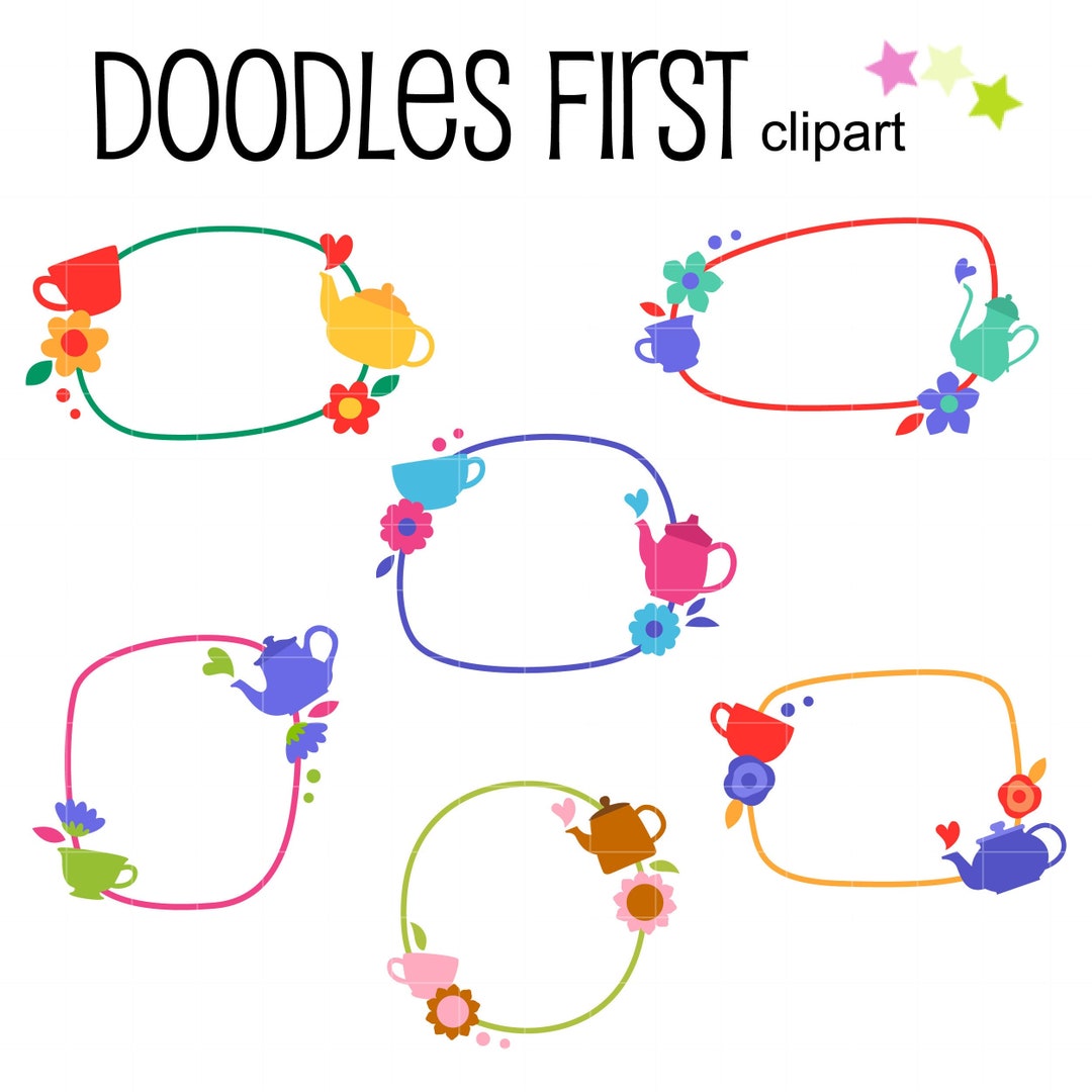 Tea Time Frames Digital Clip Art for Scrapbooking Card Making Cupcake ...