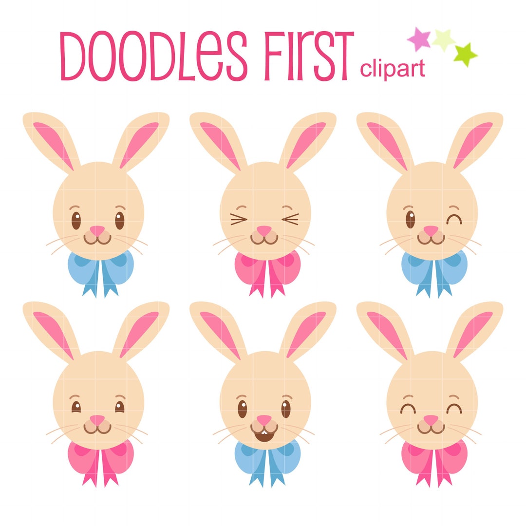 Bunny Emoticons Digital Clip Art for Scrapbooking Card Making Cupcake ...