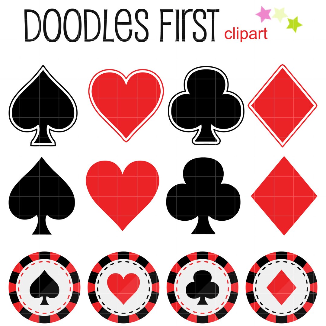Playing Card Suits Digital Clip Art for Scrapbooking, Cricut Cut Files ...