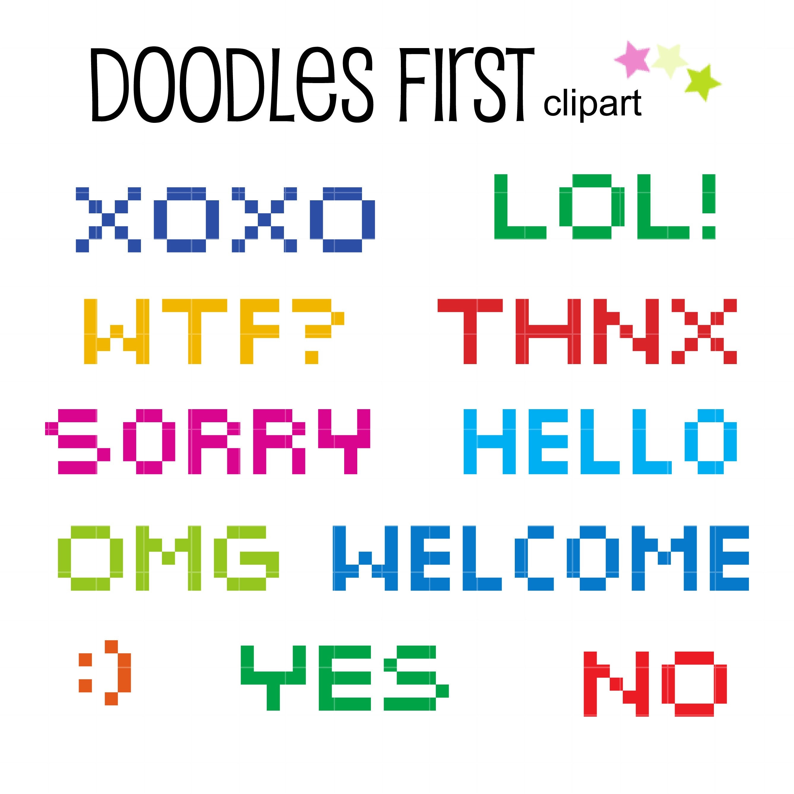 Pixel Words, Pixel Quotes , Pixel SVG, Digital Clip Art for ...