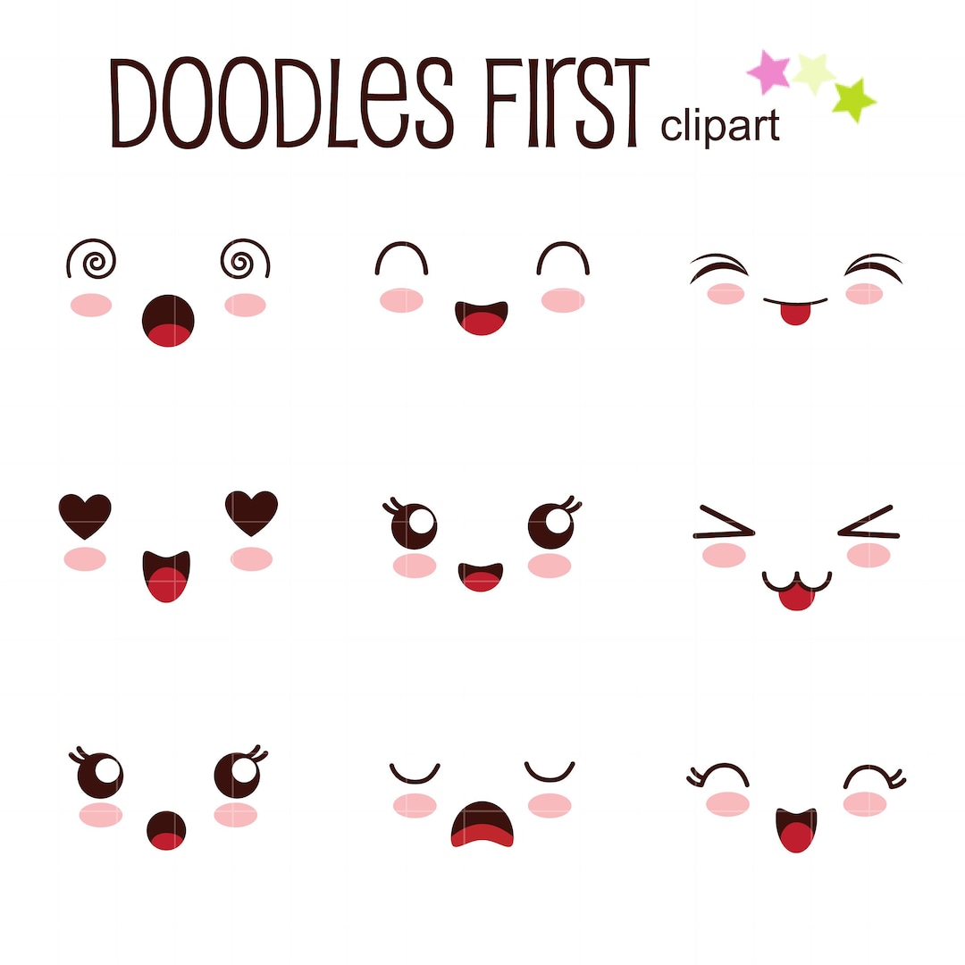 Cute Emoticon Expression Digital Clip Art for Scrapbooking Card Making ...