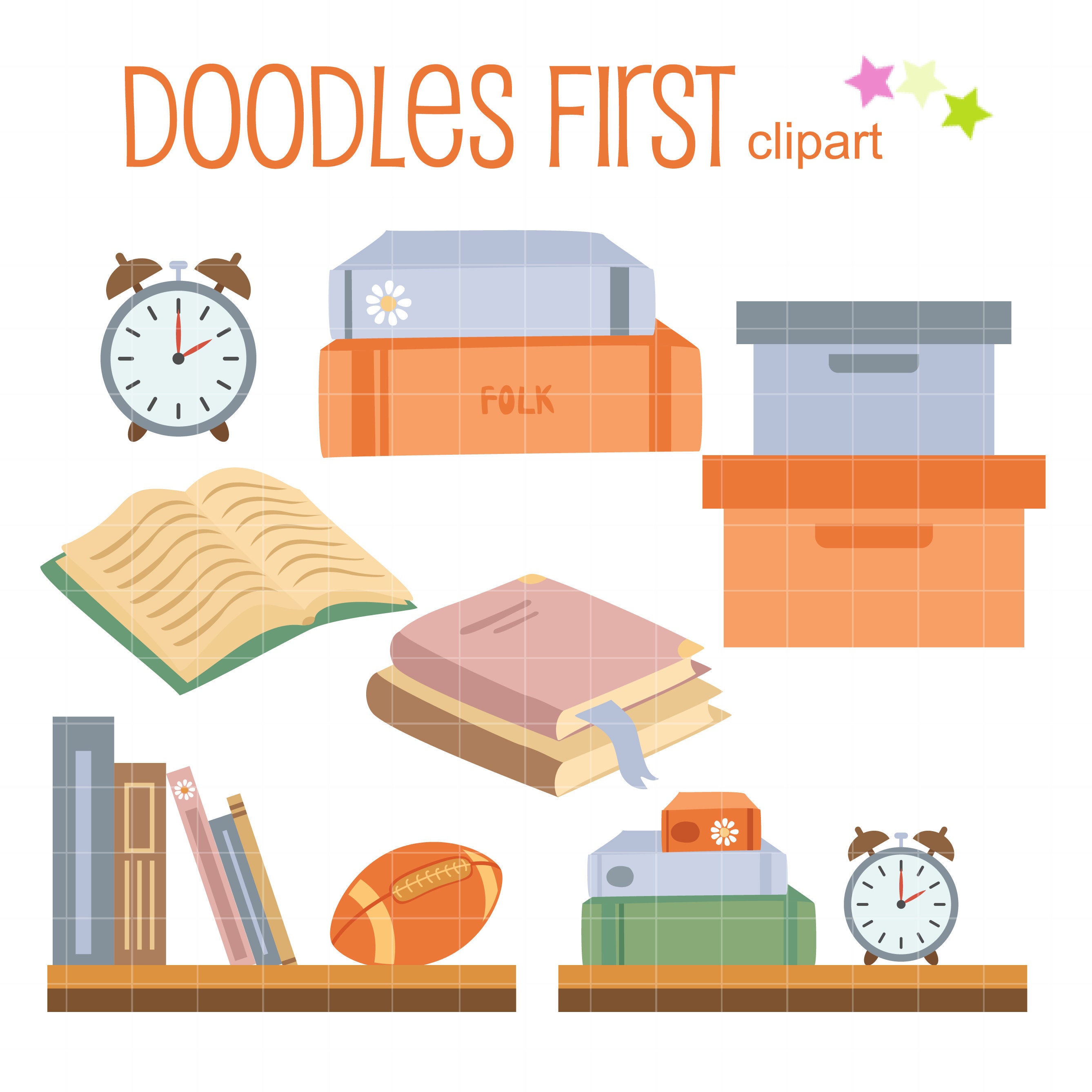 Books Shelf Elements Digital Clip Art for Scrapbooking Card | Etsy