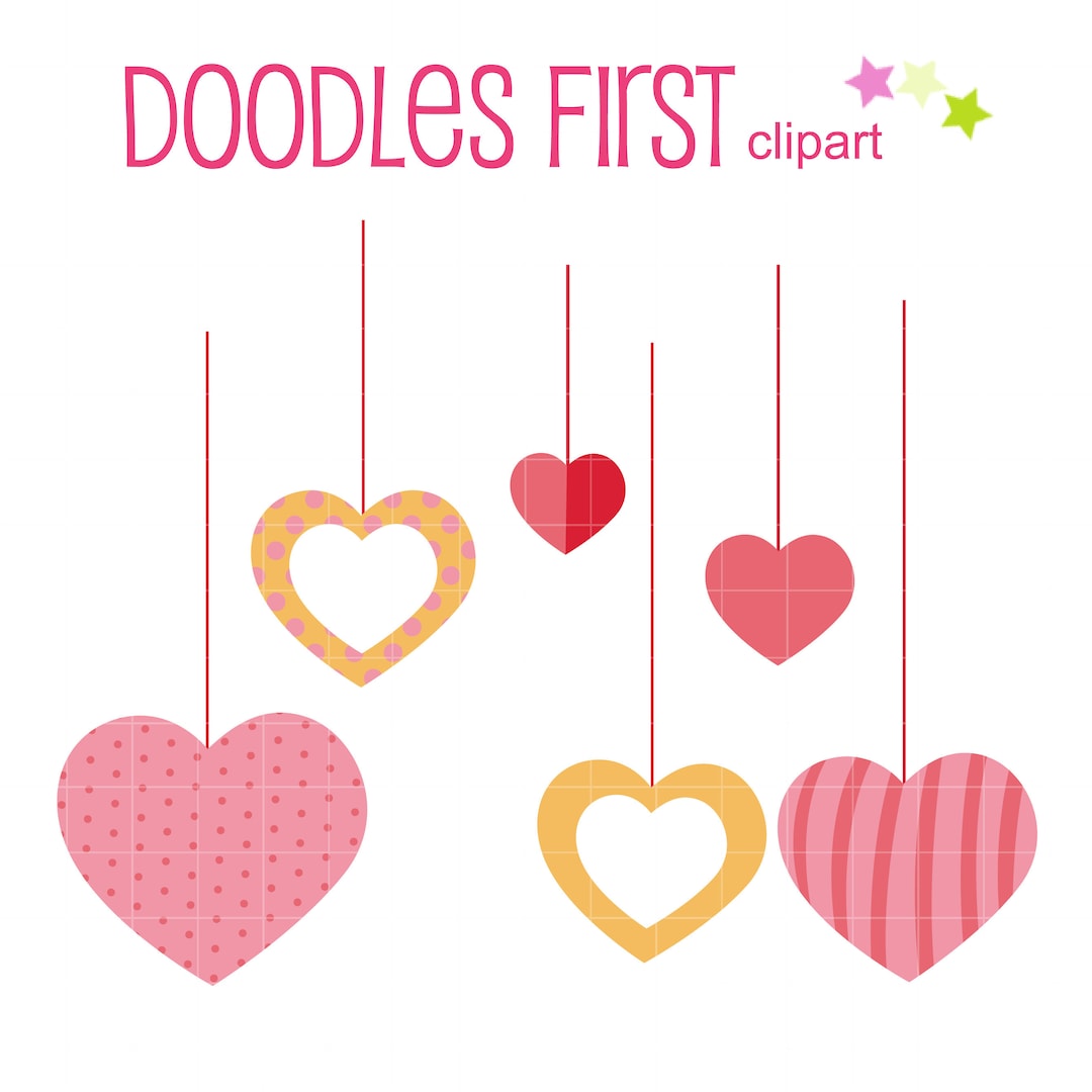 Hanging Hearts Digital Clip Art for Scrapbooking Card Making Cupcake ...