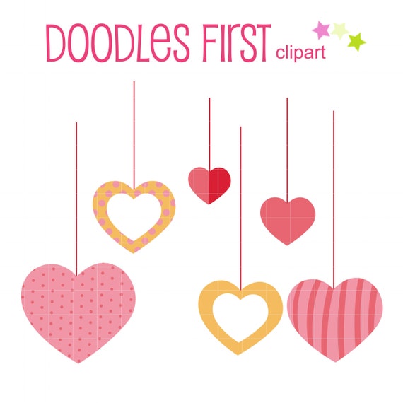 Hanging Hearts Digital Clip Art for Scrapbooking Card Making | Etsy