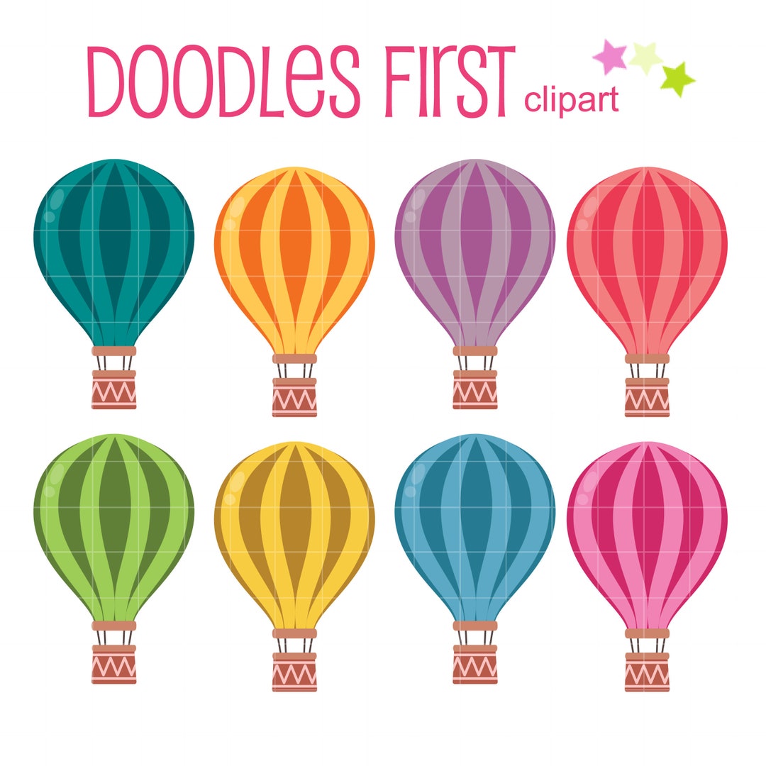 Colorful Hot Air Balloon Digital Clip Art for Scrapbooking Card Making ...