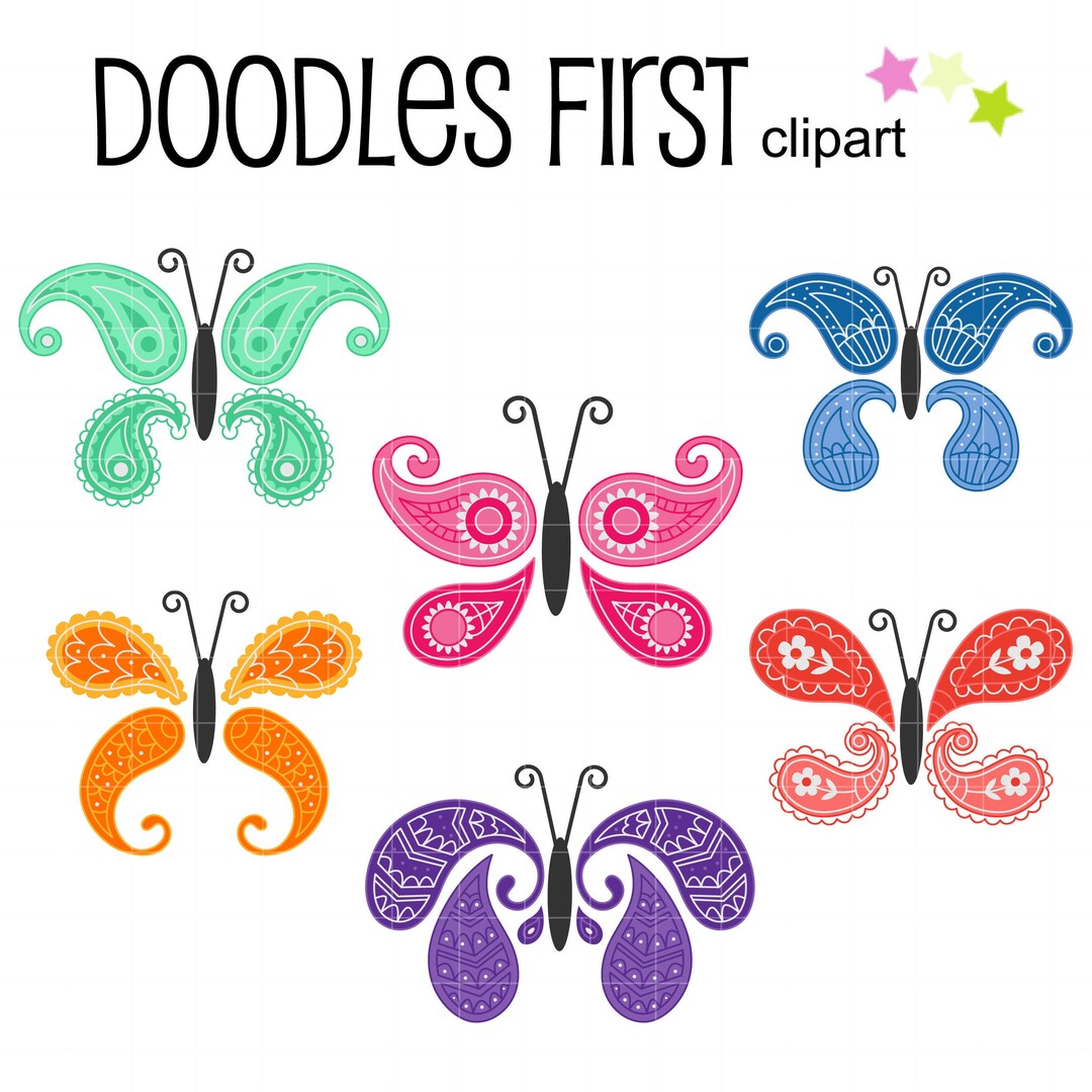 Butterfly Paisley Digital Clip Art for Scrapbooking Card Making Cupcake ...