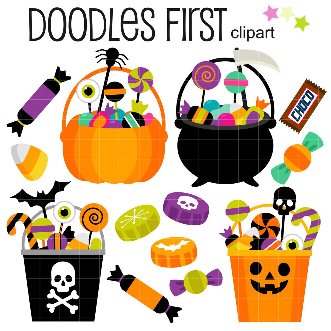 Halloween Buckets of Candies Digital Clipart for Scrapbooking, Cricut ...