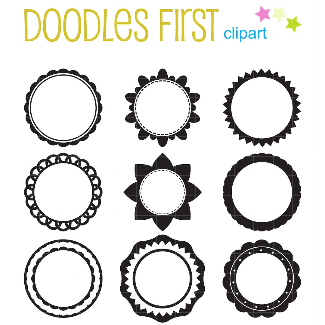 Round Frame Set Clip Art for Scrapbooking Card Making Cupcake Toppers ...