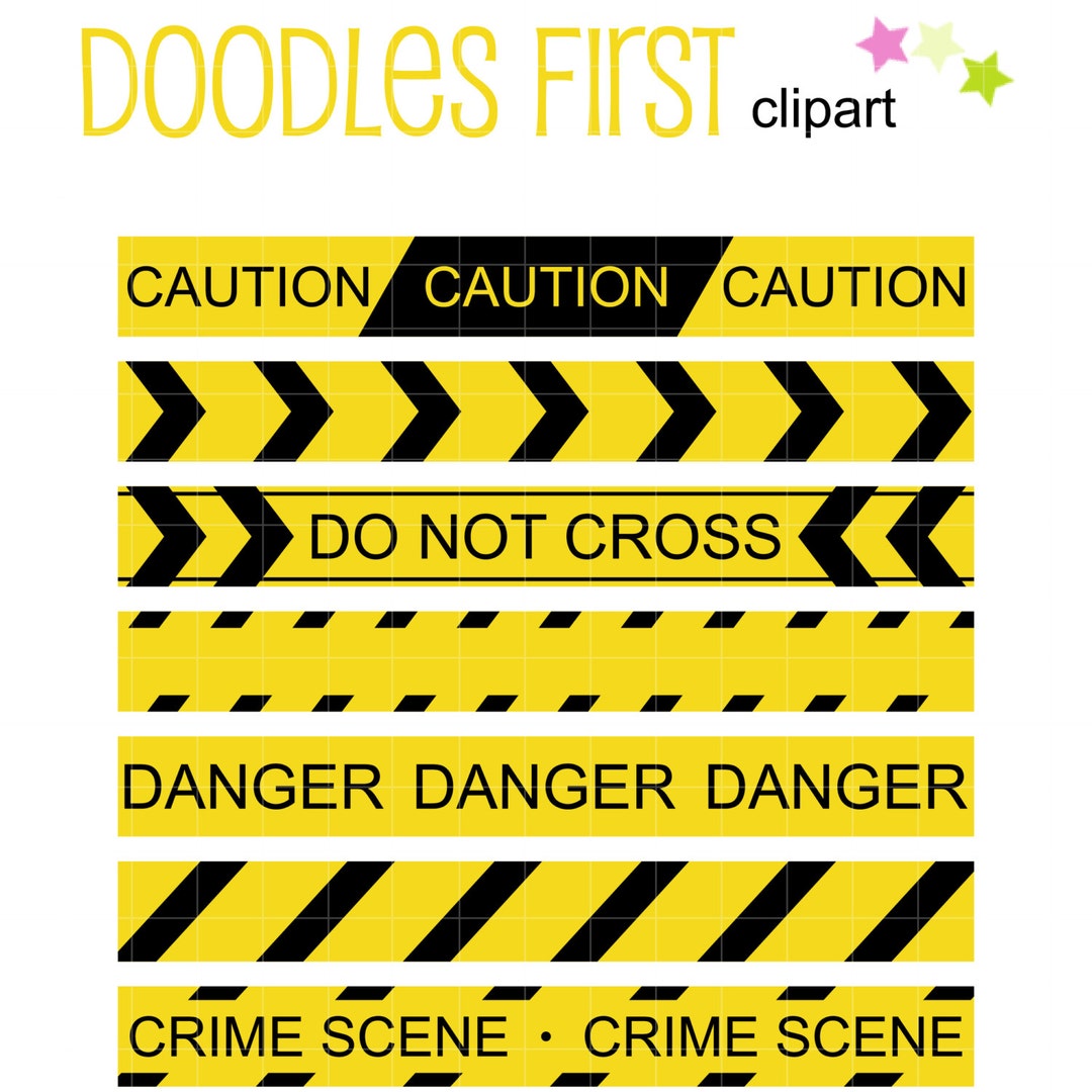 Police Yellow Tapes Clip Art for Scrapbooking Card Making Cupcake ...