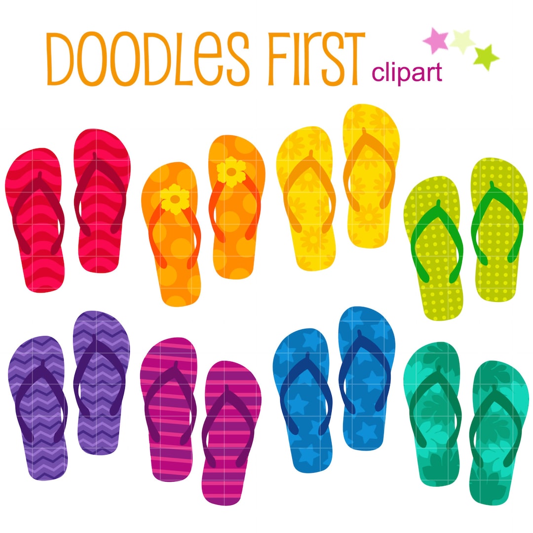 Summer Flip-flops Digital Clip Art for Scrapbooking, Cricut Cut Files ...