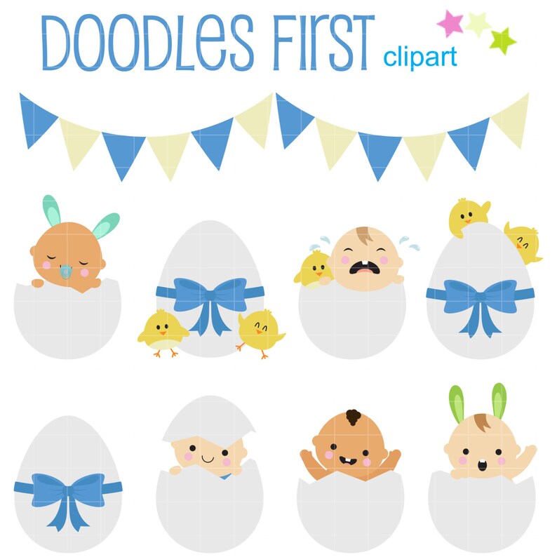 Happy Easter Baby Boys Clip Art for Scrapbooking Card Making Cupcake ...