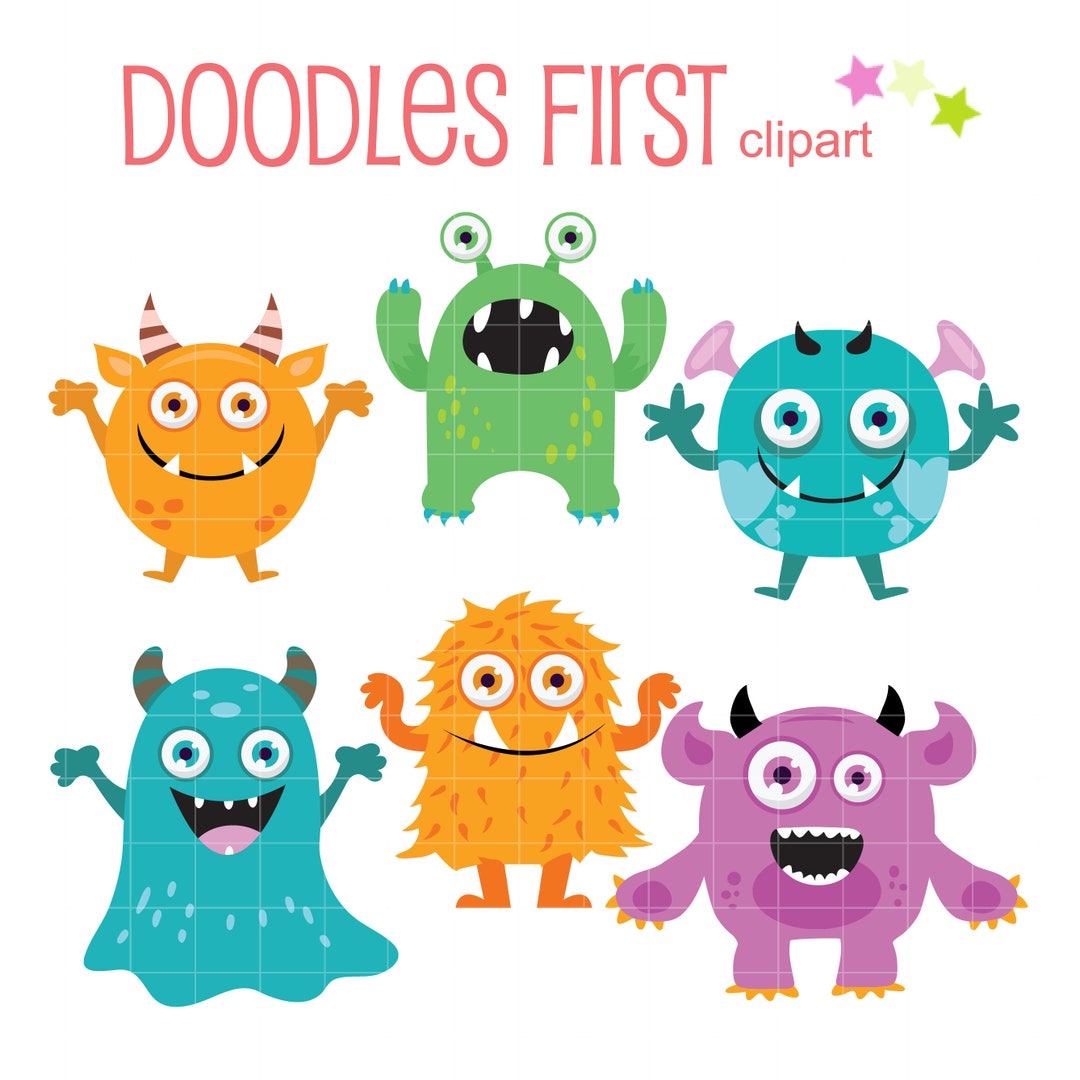 Colorful Spooky Monsters Digital Clip Art for Scrapbooking Card Making ...