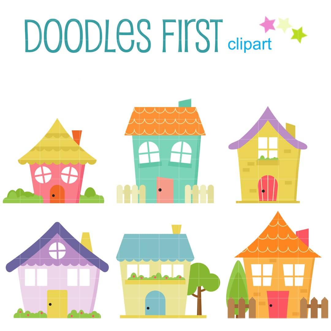 Cute Houses Digital Clipart for Scrapbooking, Journaling, Cricut Cut ...