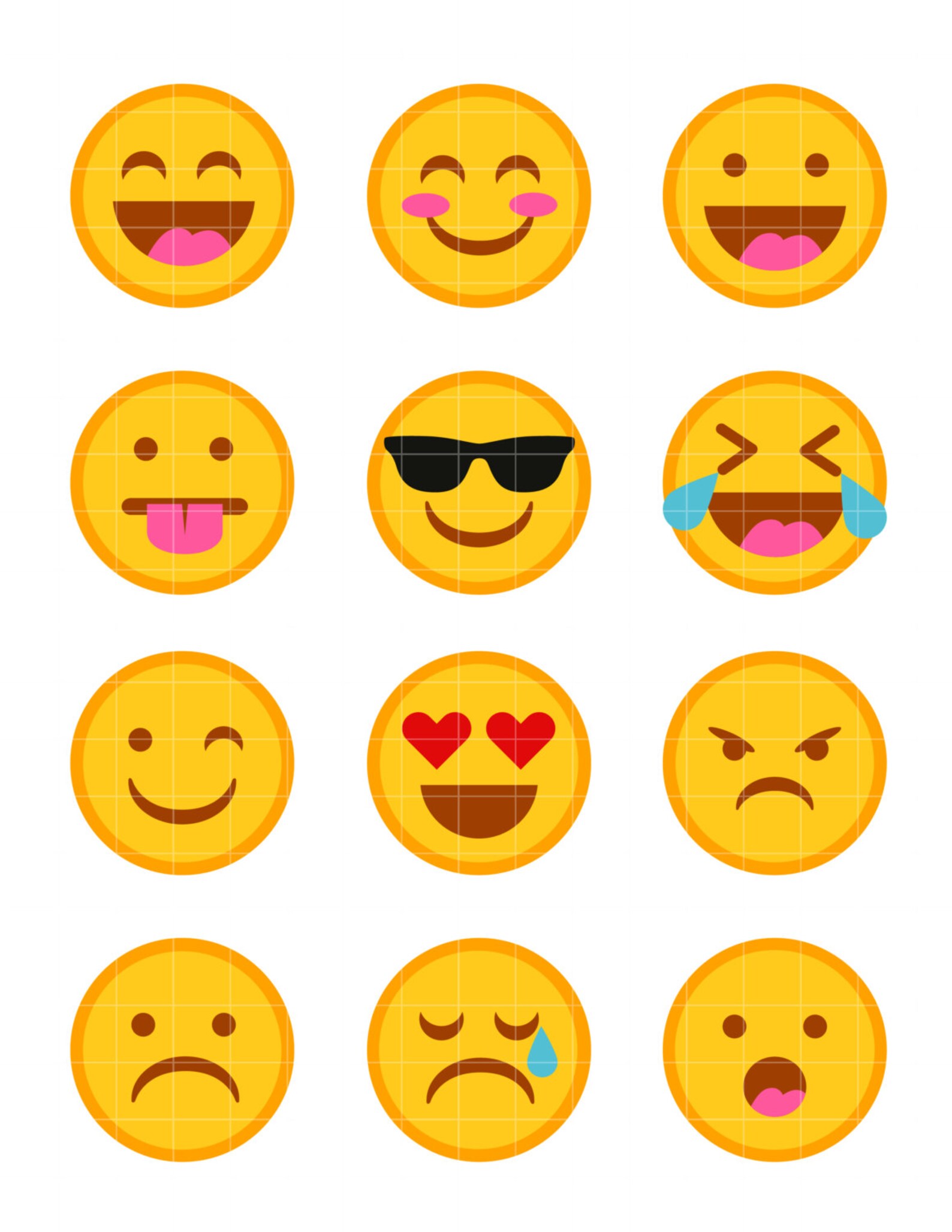 Cute Emoticons Collage Sheets Clipart for Scrapbooking, Cricut Cut ...